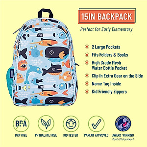 Wildkin 15 Inch Kids Backpack Bundle with Lunch Bag (Big Fish)