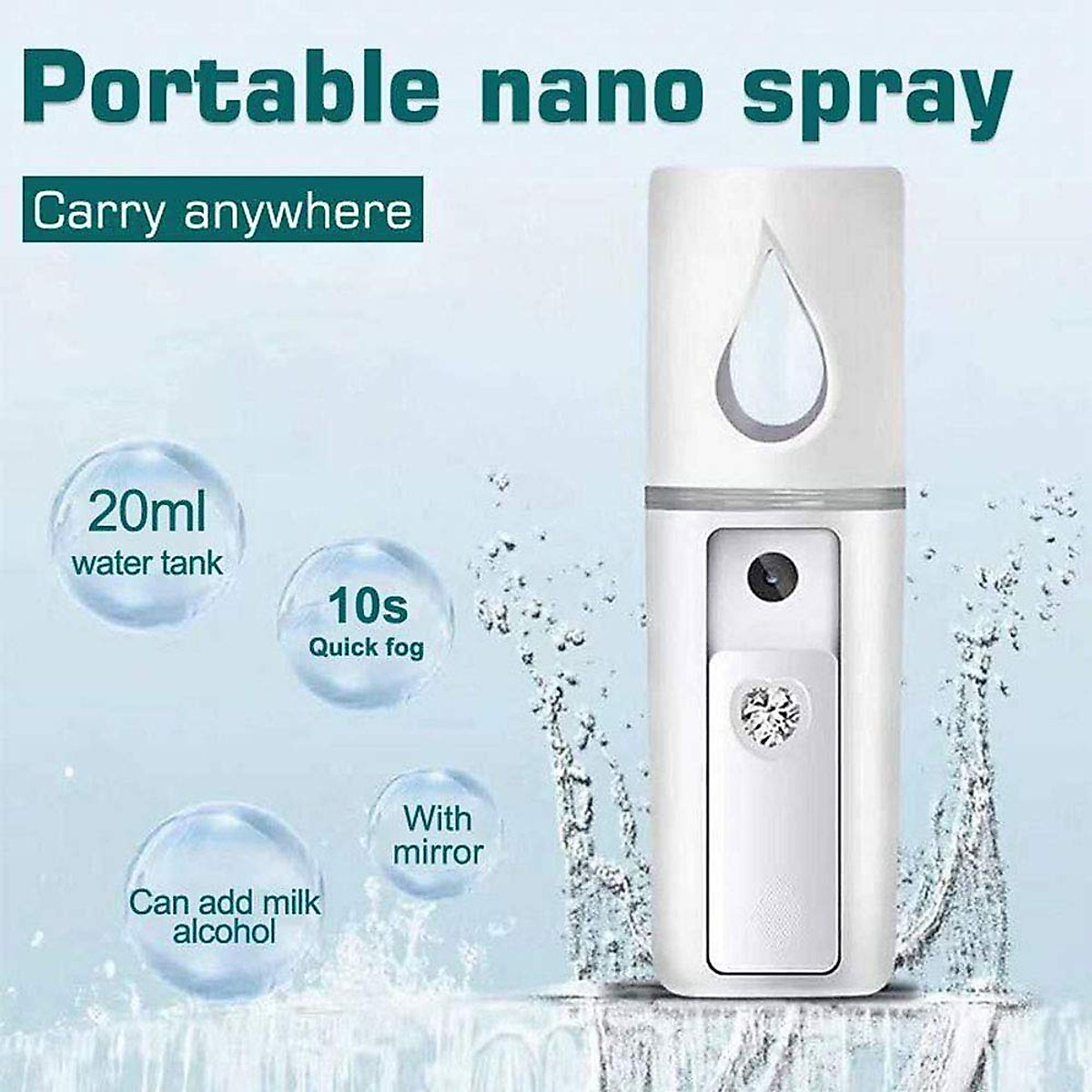 Nano Mist Sprayer - Makina Usb Charging Handheld Facial Beauty Skin Care Products Big Water Tank Ultrasonic Moisturizing Mini Nano Mister (L2White)