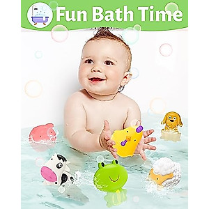 Mold Free Farm Animals Baby Bath Toys for Toddler 1-3, No Hole No Mold Bathtub Pool Toys for 1 2 3 Year Old Boy Girl Gifts, Toddler Water Toys with 6 Animals