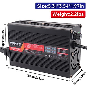 48V 5A Lead Acid Battery Charger with OLED Display 48 Volt 5 Amp for Club Car Golf Cart Battery Charger with Club Car Type 3-Pin Round Charger Plug