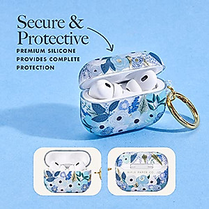 Rifle Paper Co. AirPods Pro 1 Case/AirPods Pro 2 Case Cover with Keychain [Wireless Charging Compatible] [Front LED Visible] Protective Cute Case for Apple Airpods Pro 2 / Pro 1 - Garden Party Blue
