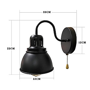 KARAOT Gooseneck Wall Lights E27 Retro Barn Wall Lamp Shade Rustic Loft Wall Sconce Industrial with Pull Cord Switch Fixture Lighting Lamp Shade for Bedroom Cafe Bar Restaurant Office