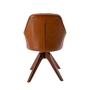 Porthos Home Oran Dining Chair, 360-degree Swivel Seat, Upholstered in Water and Stain Resistant PU Leather, Sturdy Beech Wood Legs, Bucket Chair Style with High Armrests