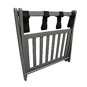 Casual Home Hotel Style Solid Pine Wooden Folding Luggage Rack with Bottom Shoe Storage Shelf for House Guests or Travel, Gray