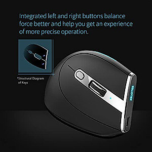 Wireless Bluetooth Ergonomic Vertical Mouse Programmable Custom Buttons Onboard Memory USB Computer Mouse for Office Gaming Right Hand PC Mouse