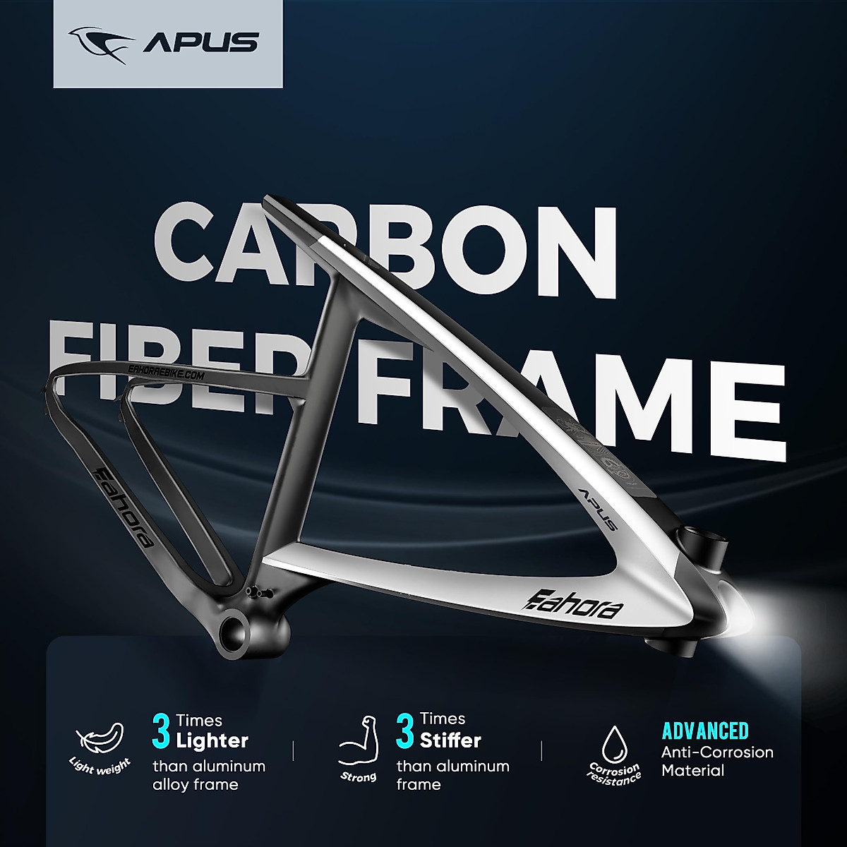 eAhora APUS 2023 Peak 1000W Electric Bike 15AH Battery 26'' Carbon Fiber Electric Bike, 7-Speed Gears 30MPH Ebike,Color Display with USB Port