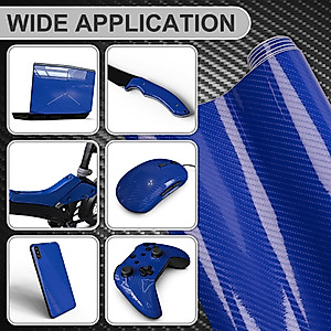 Lypumso 6D Carbon Fiber Vinyl Wrap Roll, Glossy Car Wrap Film Featuring Bubble Free Air Release Technology, Car Moto DIY Interior Exterior Decoration (Carbon Fiber Blue, 1ft x 5ft)