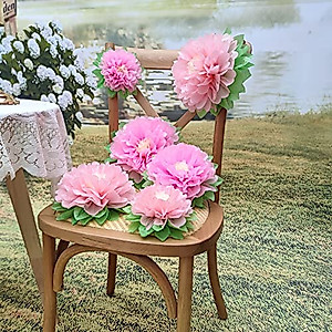 Mybbshower Pinks Flowers Decoration (11''-7'' Assorted) 6 pcs Artificial Tissue Paper Peony Nursery Wall Bridal Shower Centerpiece Baby Girl Birthday Tea Party
