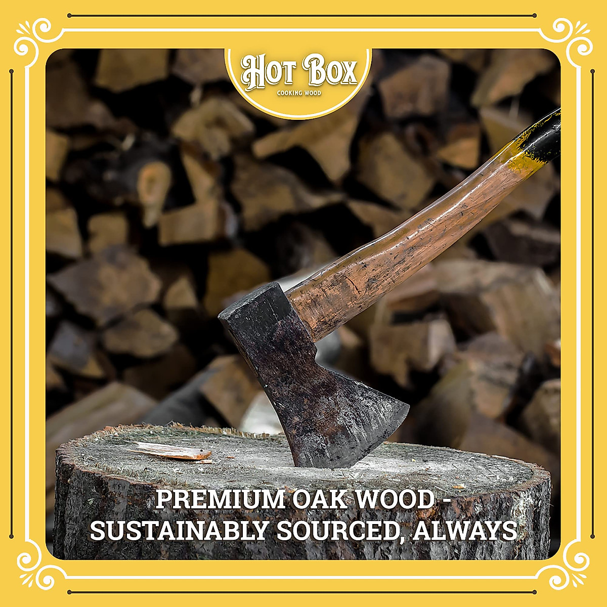 HOT BOX Kiln-Dried Oak Cooking Wood - 8 Inch Cut Logs For Portable Wood-Fired Pizza Ovens and Smokers, 1 Box (1300 Cubic Inches)