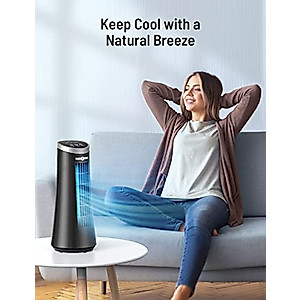 PARIS RHÔNE Desk Fan, 75° Oscillating Tower Fan with 2 Speeds, Quiet Cooling Table Fan, 12’’ Portable Corded Small Fan, Bladeless Fan for Bedroom Home Office Desktop, Black, 9 Inch