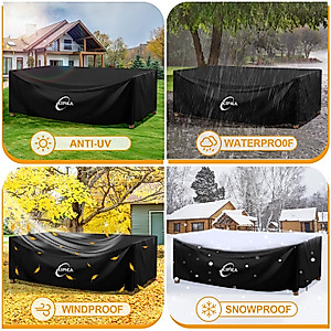 Kipiea Patio Furniture Covers Waterproof Winter, Heavy-Duty 420D Outdoor Patio Furniture Set Covers, No Tears Anti UV No Fading (98" L x 78" W x 32" H)
