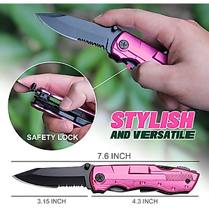 Womens Gifts for Christmas - Stocking Stuffers for Women, Gifts for Women Wife Mom Girlfriend - Christmas Mothers Day Gifts, Birthday Gifts for Women - Womens Stocking Stuffers, Pin'k Multitool Knife