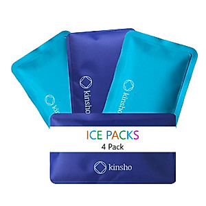 Bundle of Bento Lunch Box for Kids Boys Adults with Utensils (Blue) + Ice Packs for Lunch Bags (Blue & Turquoise)