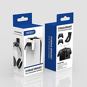 NINGMANC Headphone Hook Holder Stand & Gamepad Controller Stand for PS5, Xbox Series X, Screwless Portable Storage Rack Accessories - (2 Pack Black)