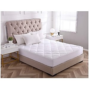 KASENTEX Deluxe Quilted Fitted Mattress Pad Queen Size - 13 Inch Deep Pockets - Brushed Microfiber - Down Alternative Fill, Cozy Breathable & Ultra Soft Protector