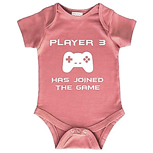 Unordinary Toddler player 3 has entered the game joined newborn baby outfits cute funny bodysuit (Mauve, 0-3 Months)