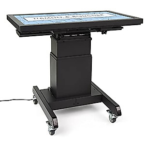 Displays2go Motorized Rolling TV Stand, 4 Wheels, Remote Controlled, Fully Adjustable - Black (DGMLTSBK)