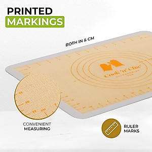 Silicone Baking Mat Thick & Non-Stick Surface - Oven Microwave Dishwasher Freezer Safe - Reusable Sheet for Making Cookies, Baked Goods - Small Rolling Pad for Dough - 15.75"x11.81" by Cook’n’Chic