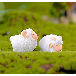 20PCS Miniature Sheep Figurines Sheep Cake Topper White Sheep Model Mini Animal Model for Flower Pot Fairy Garden Decoration