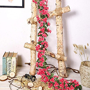 Houele 2 Pack (16FT) Fake Rose Vine Flowers Plants Artificial Rose Vine Flowers for Wedding Home Party Garden Craft Art Decor(Rose Pink)