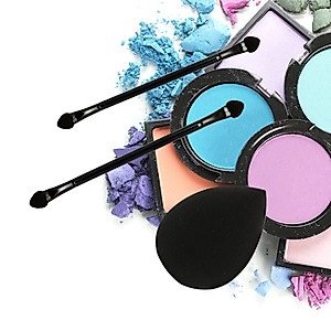 Professional Double Head Eyeshadow Brushes Cosmetic Tool - TygoMall 30 Pcs Disposable Dual Sides Eyeshadow Sponge Brushes Makeup Applicator, with 12 cm Long Handle, Black