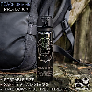 POLICE MAGNUM Pepper Spray Self Defense- Max Strength Portable Canister-Made in The USA - 4 Ounce Flip Top (Stream)