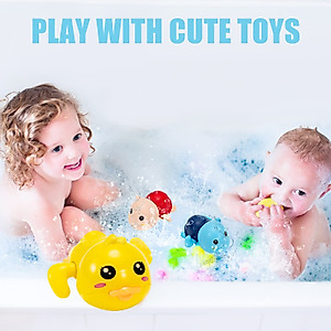 GRIKAI Bath Toys for Toddlers 1 2 3 4 Year Age Girl Boy Gift Mold Free, Baby Bathtub Wind Up Turtle for Infant 6,12,18 Month, Water Pool Swim Tub Toy Set 3-Pack (Turtle & Duck)