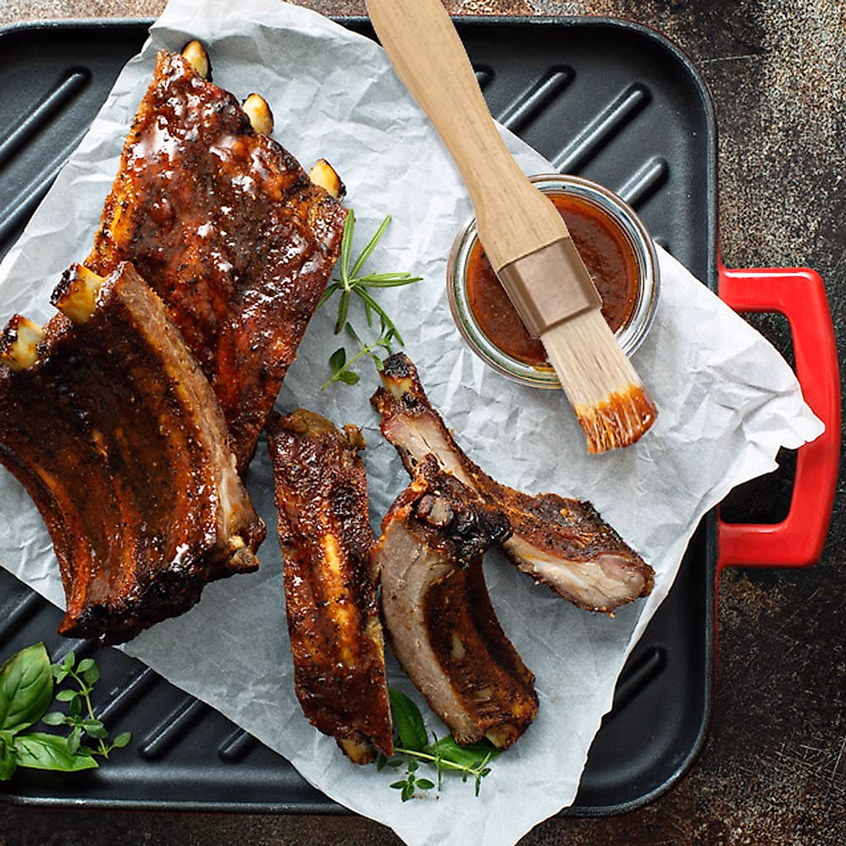 4 Pcs Pastry Brushes,DanziX Round and Flat Oil Brush with Boar Bristles Used for Cooking Baking BBQ Sauce Basting