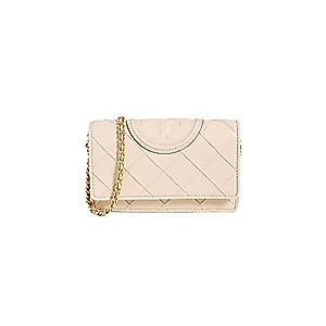 Tory Burch Women's Fleming Soft Chain Wallet, New Cream, Off White, One Size