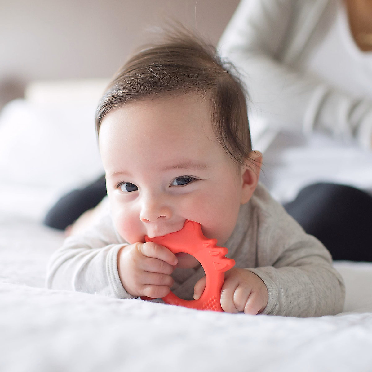 Dr. Brown's Flexees Friends Orange Fox, Soft 100% Silicone Baby Teether, BPA Free, 3m+