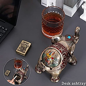 SogYupk Ashtray-Metal Elephant Ashtray-Outdoor Windproof Ashtray with Lid-Indoor Multifunctional Entertainment/Office Ashtray, Vintage Anti-Drop Ashtray,Gifts for Men and Women (Bronze Red)