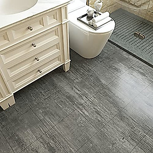 VEELIKE 12''x12'' Peel and Stick Wood Look Vinyl Tiles - 24 Pack, Waterproof, Self Adhesive, Removable, Distressed, Suitable for Floor, Bathroom, Bedroom, Kitchen