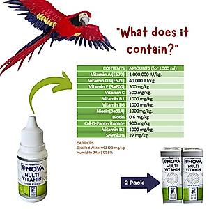 VHD MyBird Nova Multivitamin for Cage Birds - for Budgerigars, Domestic Canary, Parrots, Goldfinches and Pigeons, Big and Little Cage Birds, Vitamin Supplement for Birds, 2 Pack – (60 ml) 2 Ounce