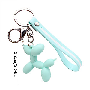 Blanks for Crafting Creative Balloon Dog Cute Dog Keychain Custom PVC Cartoon Keyring 3D Soft Silicone (Green, One Size)
