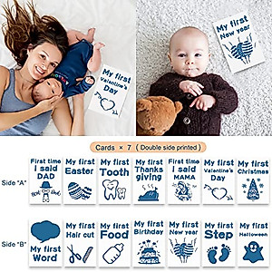 Kmivo Baby Monthly Milestone Blanket for Baby Boy, Baby Photo Blanket for Newborn Baby Shower, Monthly Blanket for Baby Pictures, Capture Baby Growth and milestones,Large 60"x40"