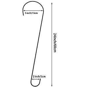 DINGEE 24 Inch Large Tree Branch Hooks, 6 Pack Extra Long Metal Black S Hooks for Hanging Plants, Garden Hooks for Hanging Bird Feeders,Plant Hooks Outdoor Hanging Basket-Outdoor or Indoor Use