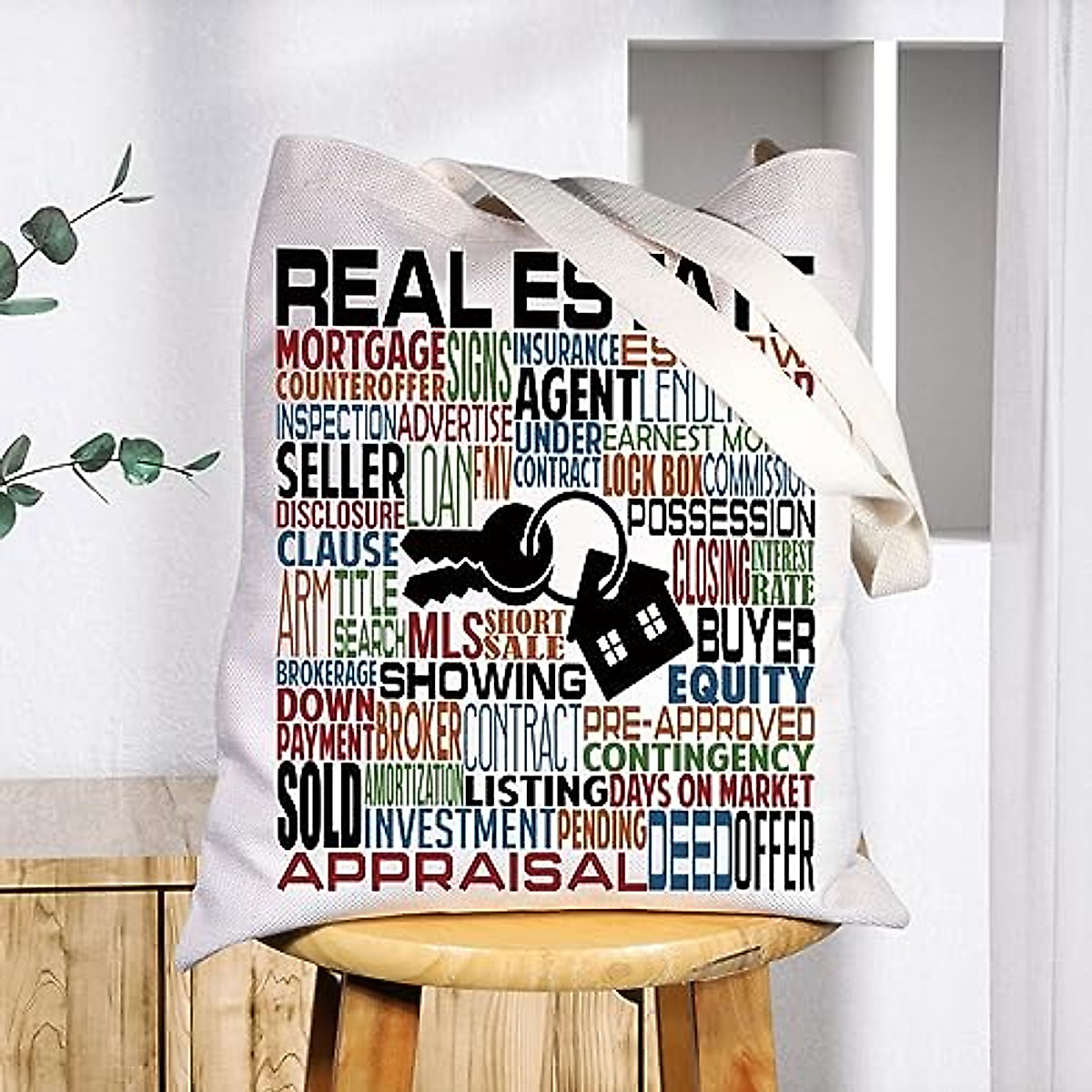 BWWKTOP Real Estate Agent Canvas Tote Bag Realtor Gifts Real Estate Gifts Realtor Tote Bag (Real Estate)