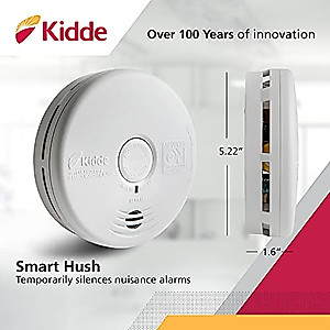 Kidde Kitchen Smoke Detector & Carbon Monoxide Detector Combo with Long-Life Lithium Battery and Smoke Detector, Long-Life Lithium Battery Powered Smoke Alarm with Hush Button