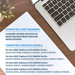 HXPK C41N1908 Laptop Battery for Asus ROG Zephyrus G14 GA401II GA401IV GA401IH GA401IU Series Notebook C41PQ05 GA401II-BM026T GA401II-HE003T GA401IV-BR9N6 GA401IV-HE003T GA401IH-BM007 GA401IU-BM201T