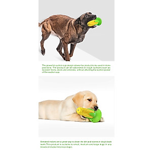 ASWER Dog Toothbrush Chew Toy for Aggressive Chewers Corn Dog Teeth Cleaning Squeaky Toys Durable Dog Dental Care Chew Stick for Large Medium Small Breed Puppy with Suction Cup