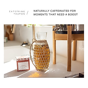 CatSpring Yaupon Marfa Dark Roast Black Yaupon Tea, Naturally Caffeinated and Sustainable Texas Tea, Individually Packed Herbal Teabags, 16 Bags per Tea Box