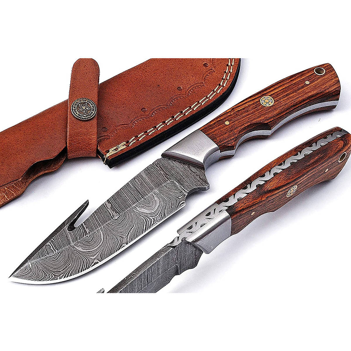 Tommi Custom Hand Made Hunting Knife With Leather Sheath Best Damascus Steel Blade Skinning Hunting Knife for EDC, Outdoor, Camping, 14101