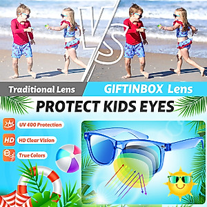 GIFTINBOX 24Pack Kids Sunglasse Bulk for Kids ,Great Gifts Party Favors For Kids 4-8 & 3-5, Translucent Sunglasses with UV400 Protection, Beach Pool Birthday Party Supplies