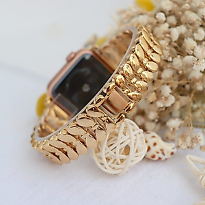 Kolgios 42/44/45/46mm Gold Women Stylish Smartwatch Band Compatible for Apple Watch Band Series 10/9/7/8/6/5/SE Charm Adjustable Bracelet For New Iwatch 10/9 Girl's Gift