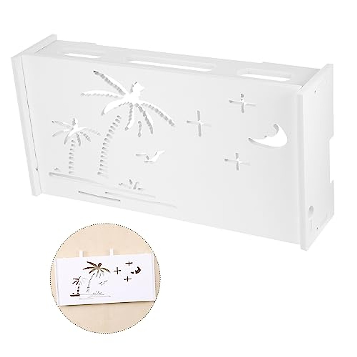 Amosfun 1pc Box STB Stand Router Wall Mount tv with Wall Mount Floating Wall Shelves Floating DVD Shelf Wall Storage Stand Wall-Mounted Rack Television Bracket Hole-Free Frame Ledge WPC