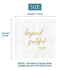 Thank You Napkins, Beyond Grateful Napkins for Party Supplies Decorations Favors Gifts, Bridal Shower Thank You Napkins for Cake Dessert Berverage Table Decorations (4.5 x 4.5 In, 50Pcs)