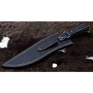 DKONLY-BLADES USA: 15" Custom Handmade D2 Steel Full Tang Hunting Almogovar Camp Knife with Rose Wood Handle & Leather Sheath (AM76)