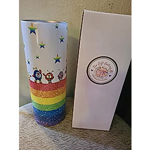 80s Rainbow Girl 20oz color changing/glow in the dark Tumbler with lid and straw