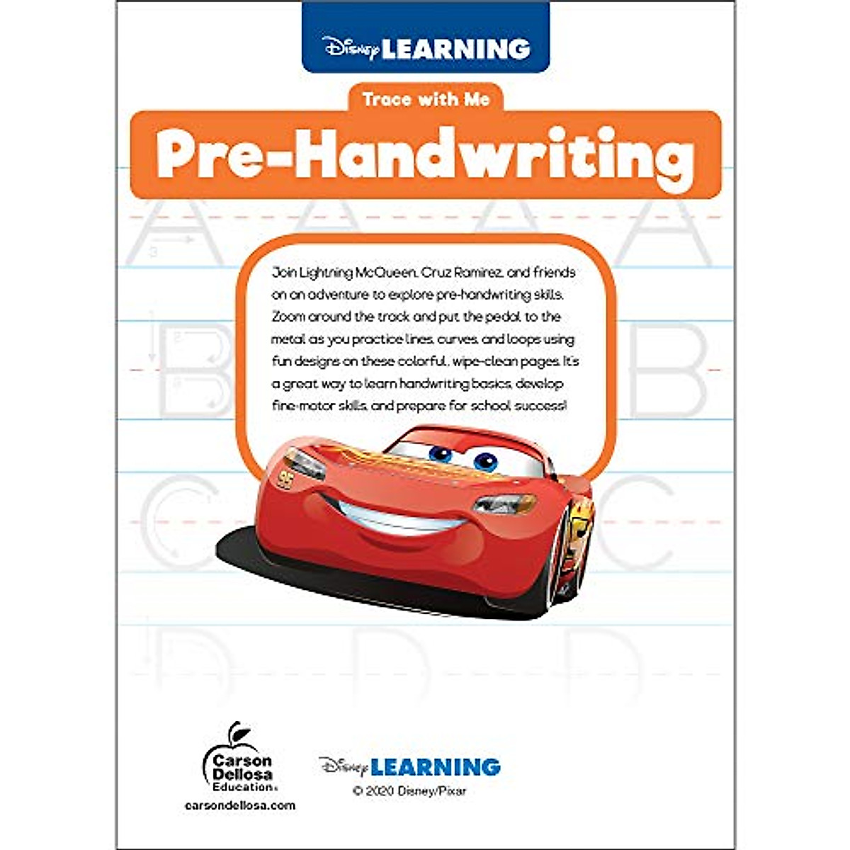 Disney Learning Cars 3 Trace With Me Pre-Handwriting Tracing Books for Kids Ages 3-5, Preschool Shapes and Letter Tracing Wipe Clean Workbook, Dry Erase Handwriting Practice Book for Kids, Pre K +