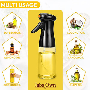 Jabs Own Olive Oil Sprayer - Oil Spray Bottle - Mister Spray Bottle - Oil Dispenser Bottle for Kitchen - Oil Sprayer for Cooking - Continuous Spray Bottle for Olive Oil, Vinegar & BBQ